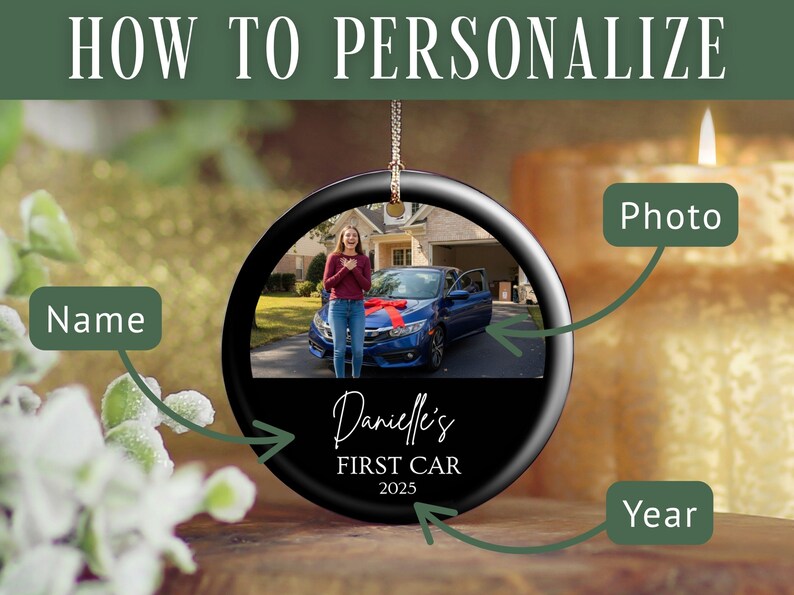 Personalized My First Car Ornament, Custom First Car Christmas Ornament ...