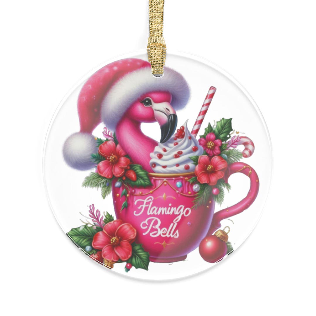 Festive Flamingo Themed Acrylic Ornaments, Custom Holiday Decoration ...