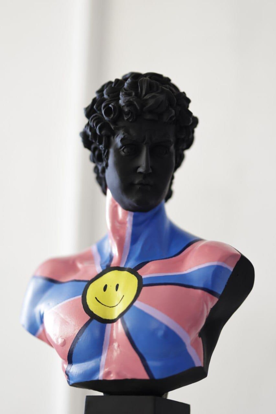Handmade Black David Bust – Smiley Pop Art Statue – Modern Home Decor ...