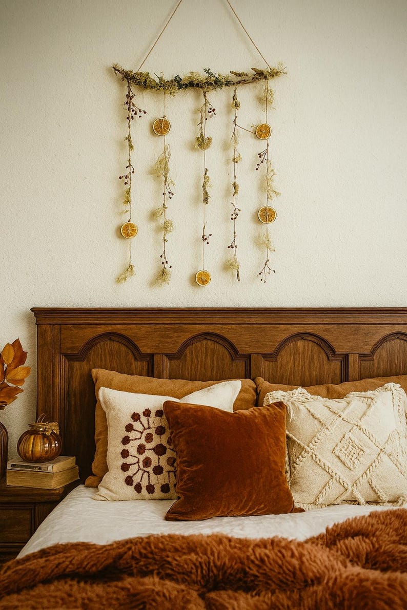 Rustic Farmhouse Boho Wall Hanging With Dried Limes, Moss & Rose Hips ...