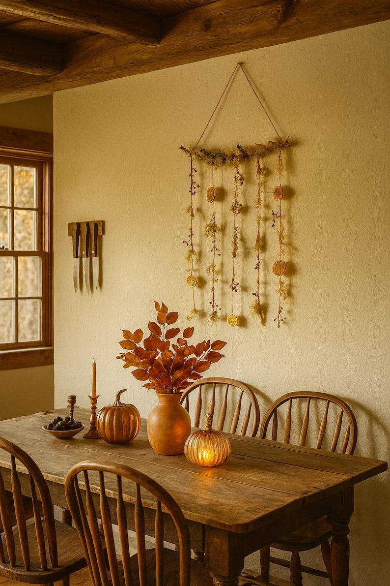 Rustic Farmhouse Boho Wall Hanging With Dried Limes, Moss & Rose Hips ...