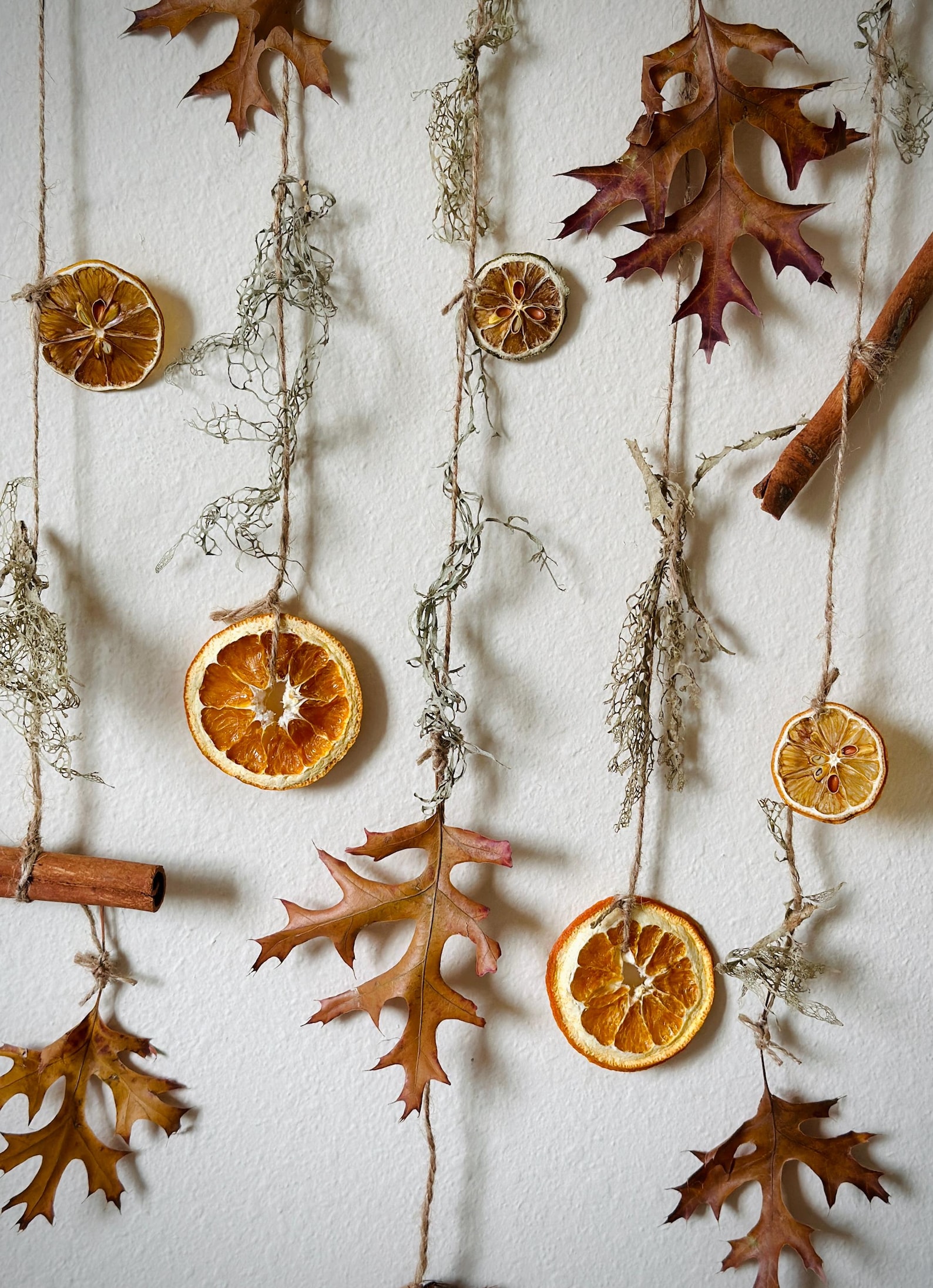 Rustic Farmhouse Fall Wall Decor, Garland With Dried Oranges Lemons Oak ...