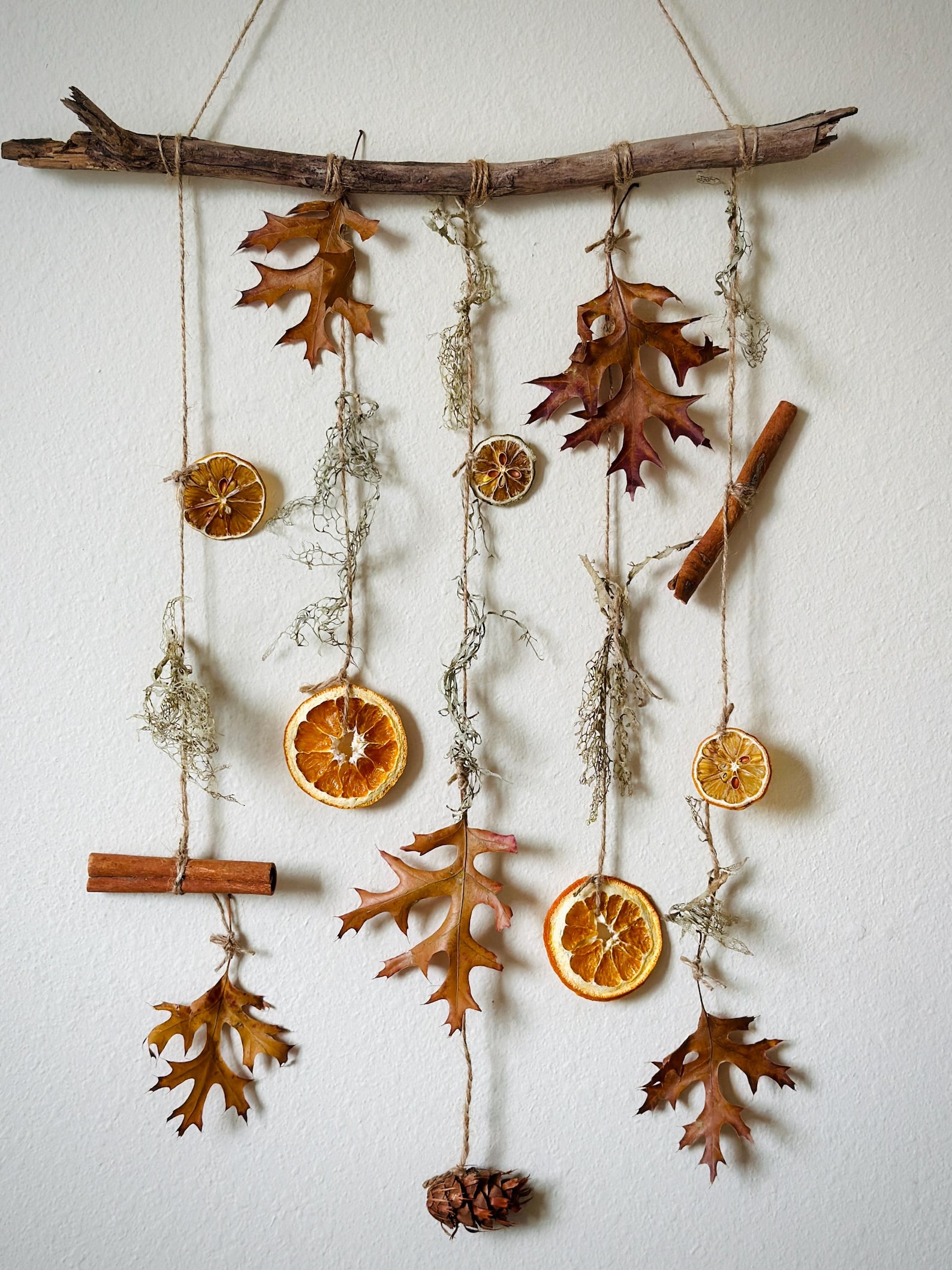 Rustic Farmhouse Fall Wall Decor, Garland With Dried Oranges Lemons Oak ...