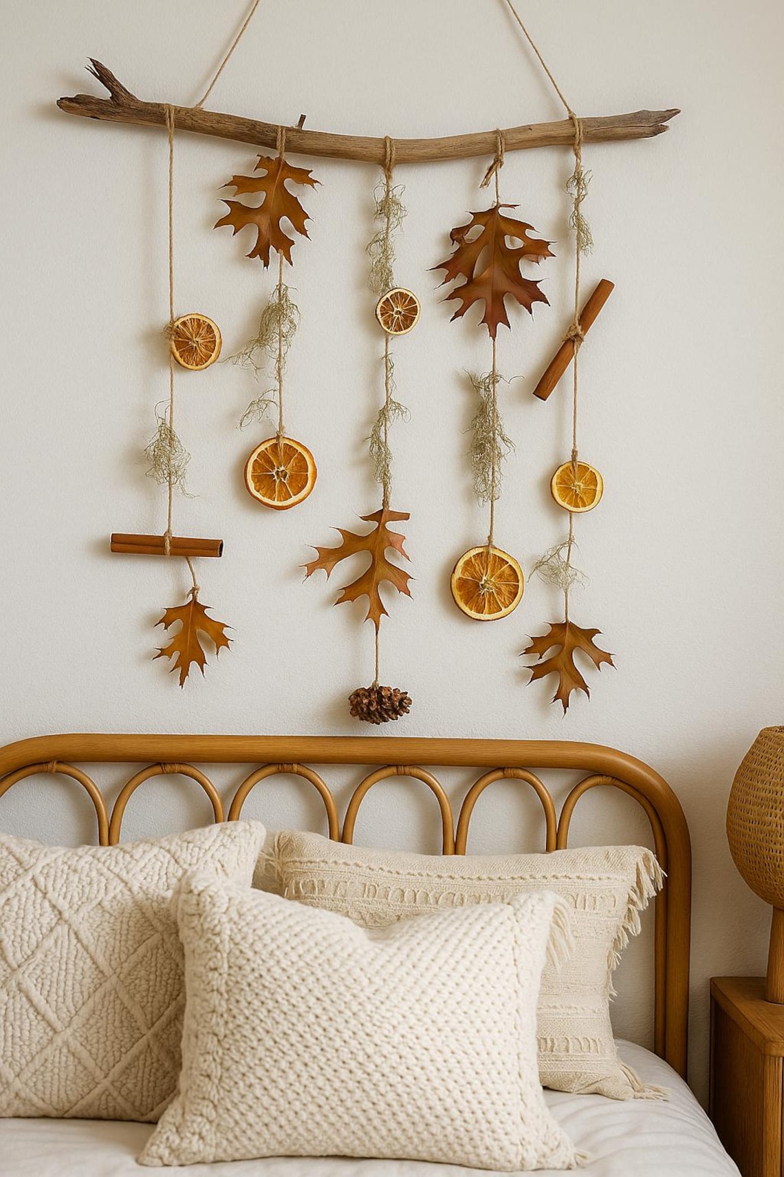 Rustic Farmhouse Fall Wall Decor, Garland With Dried Oranges Lemons Oak ...
