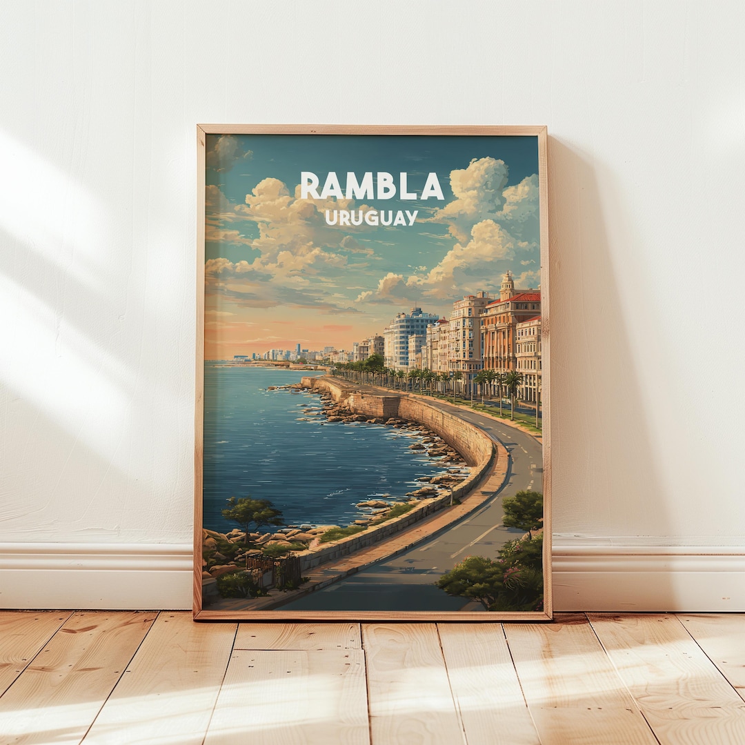 La Rambla Montevideo Poster | Uruguay Coastal Art Print | Waterfront ...