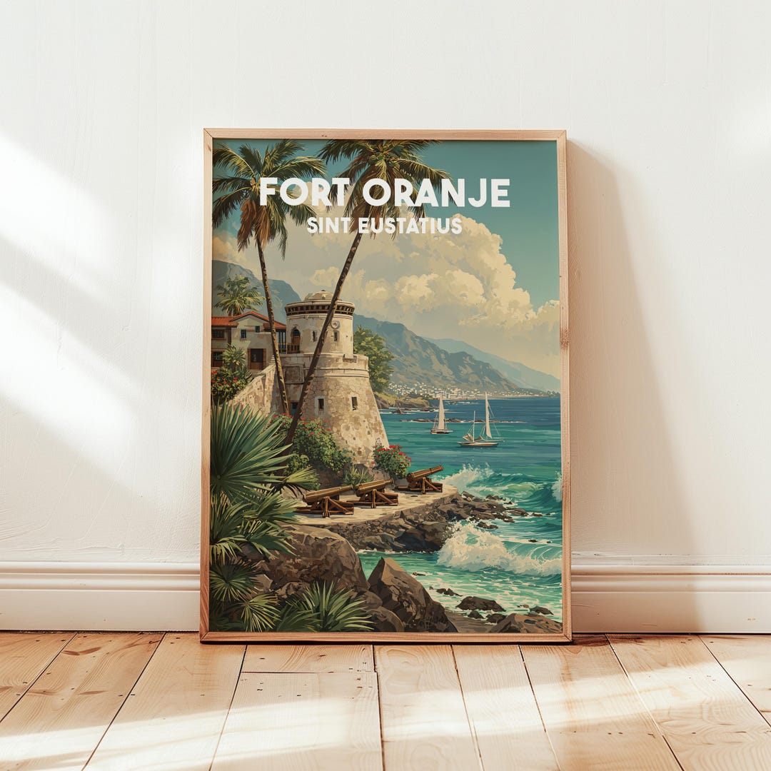 Fort Oranje Caribbean Travel Poster | Sint Eustatius Statia Wall Art ...