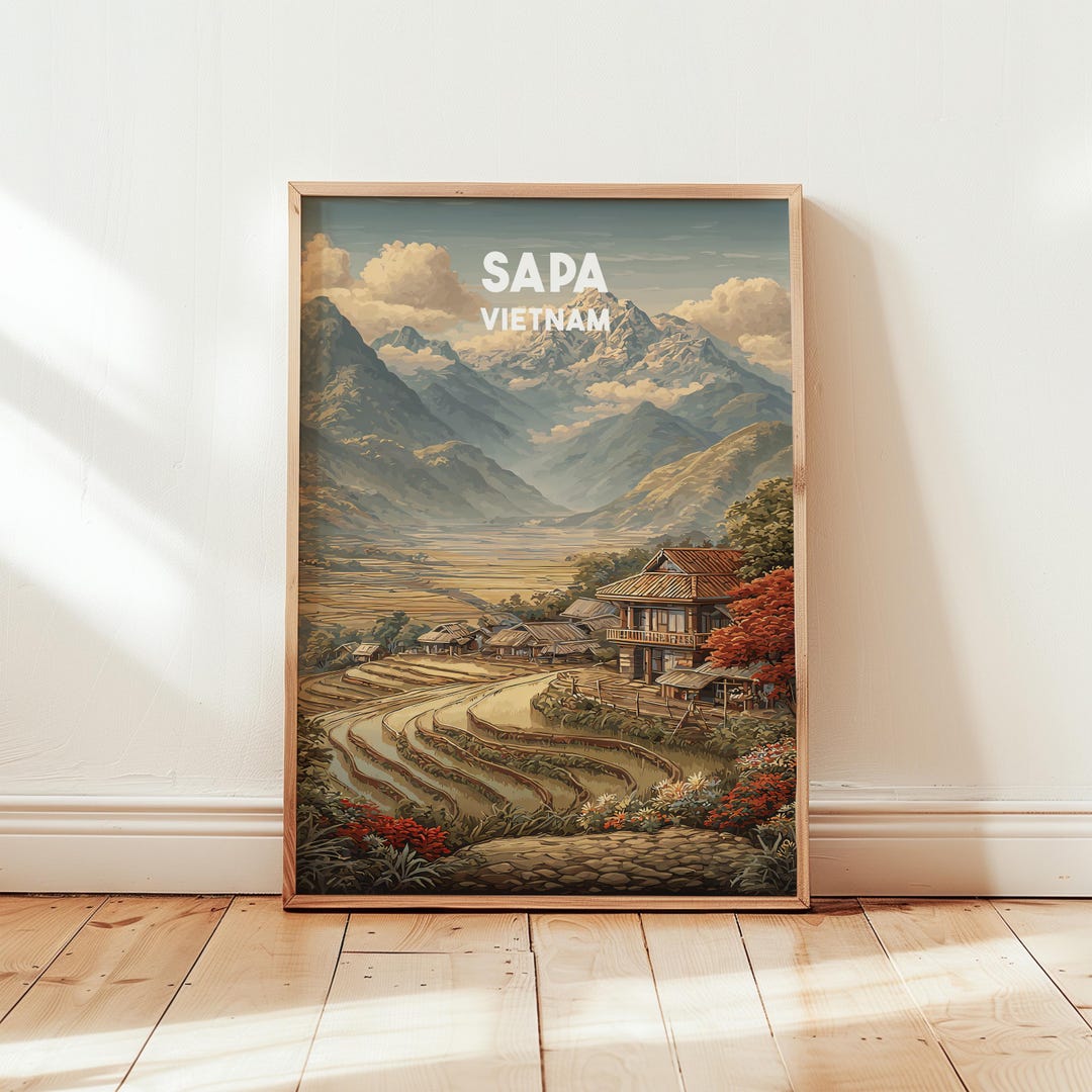 Sapa Rice Terraces Poster | Vietnam Mountain Valley Wall Art ...