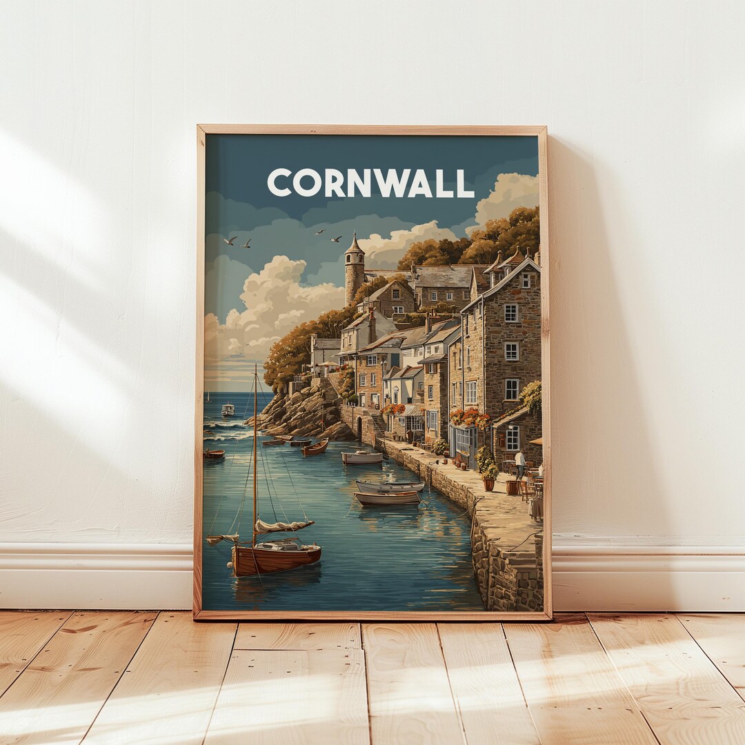 Vintage Cornwall Travel Poster Print | Retro Seaside Wall Art UK ...