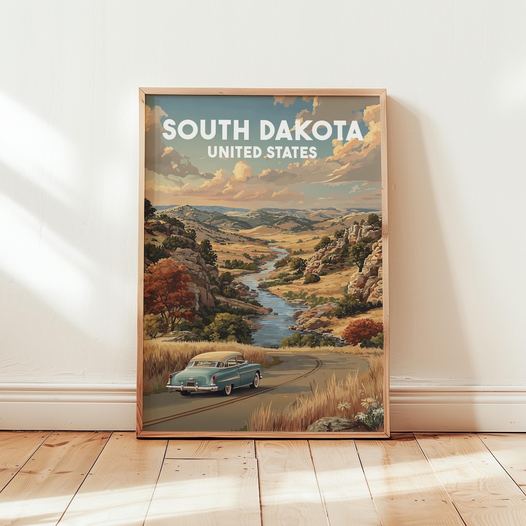 South Dakota Travel Poster | South Dakota Wall Art Print | Vintage SD ...