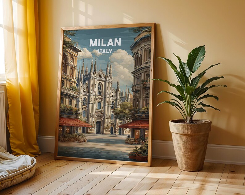 Milan Italy Travel Poster Wall Art | Italian City Print Decor | Fashion ...