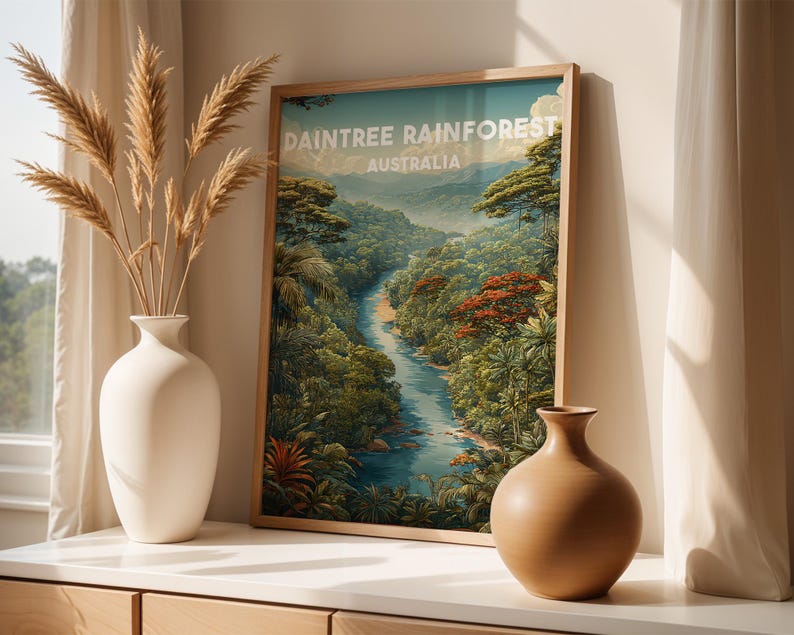 Daintree Rainforest Australia Travel Poster | Queensland Tropical ...
