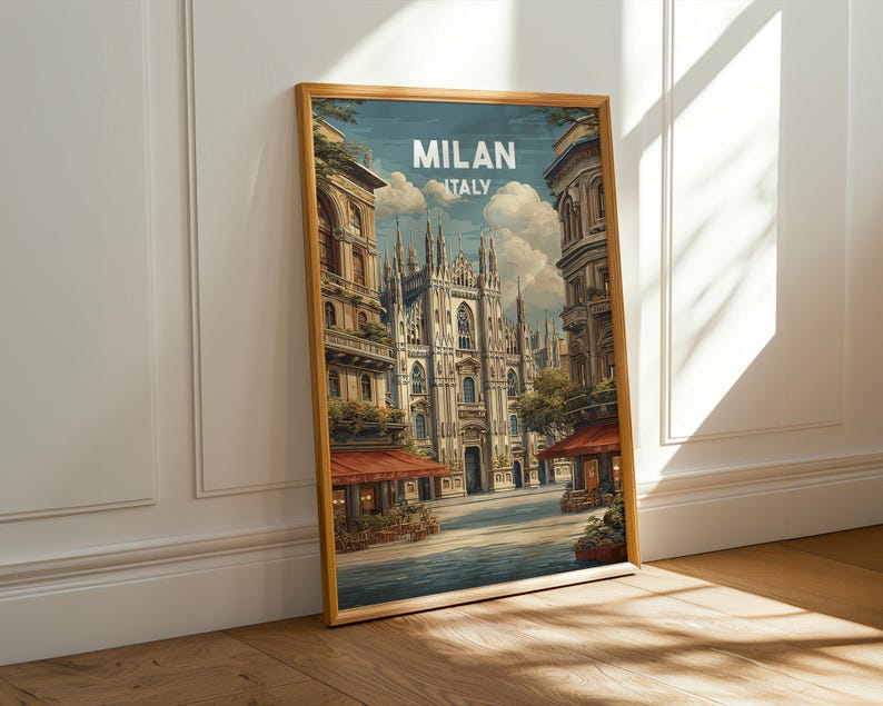 Milan Italy Travel Poster Wall Art | Italian City Print Decor | Fashion ...