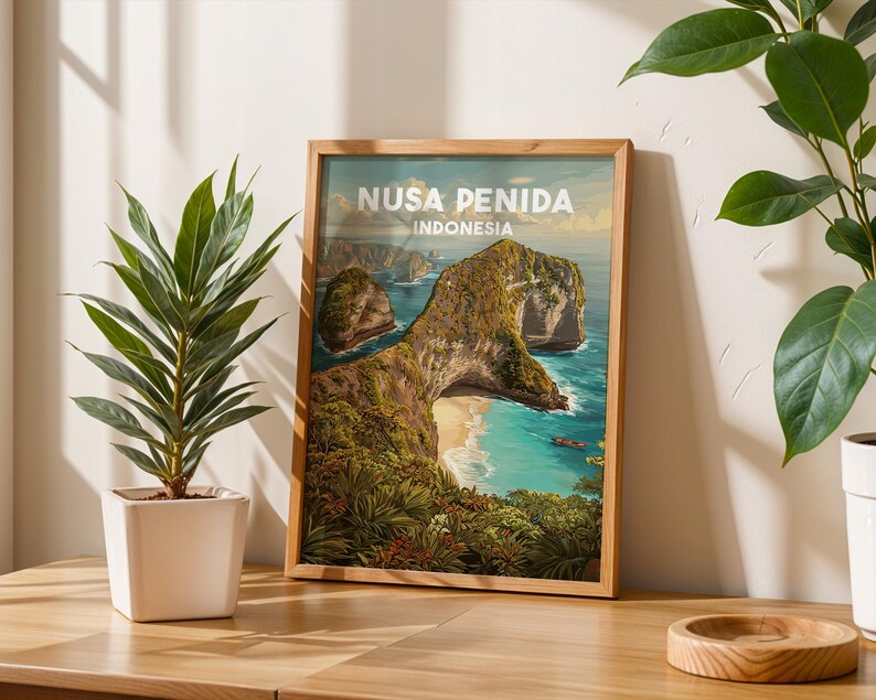Nusa Penida Island Poster | Bali Cliff Coast Wall Art | Indonesian ...