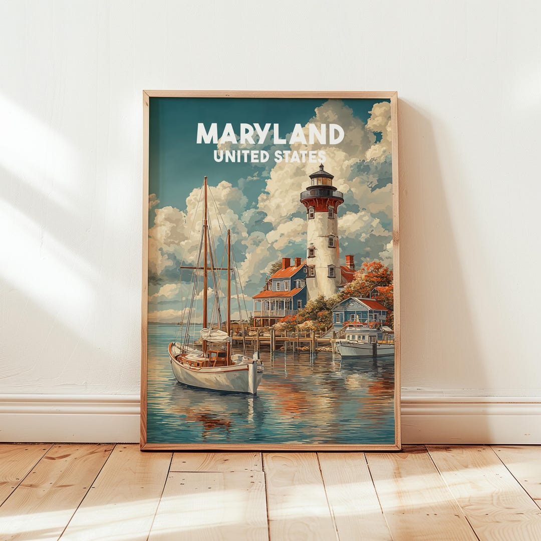 Maryland Travel Poster | Maryland Wall Art Print | Vintage Maryland ...