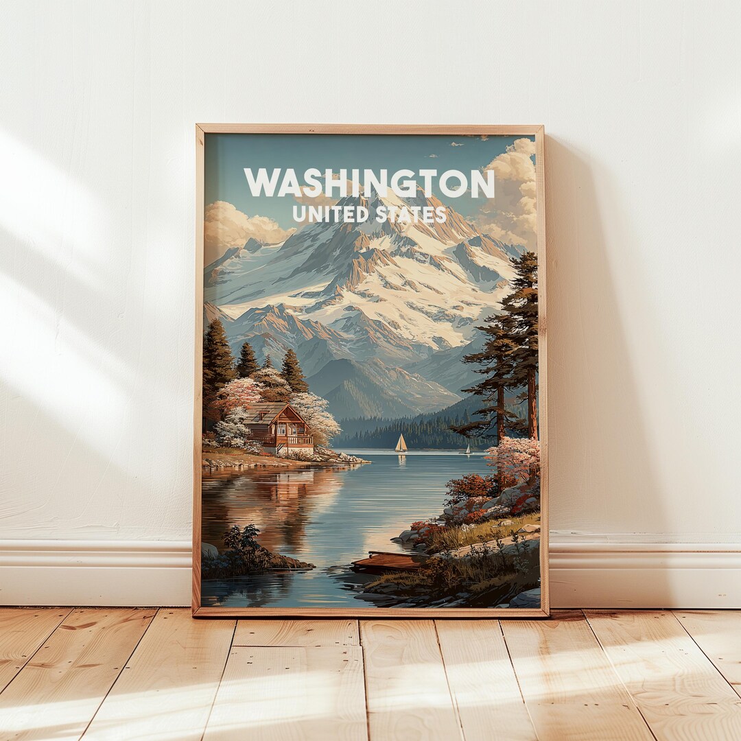 Washington Travel Poster | Vintage Washington Wall Art | Retro State ...
