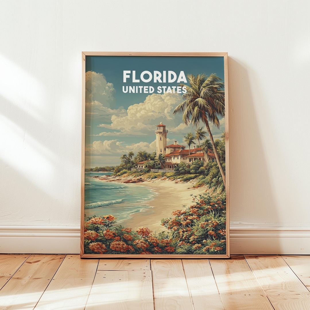 Florida Travel Poster | Vintage Wall Art | Florida State Print | Retro ...