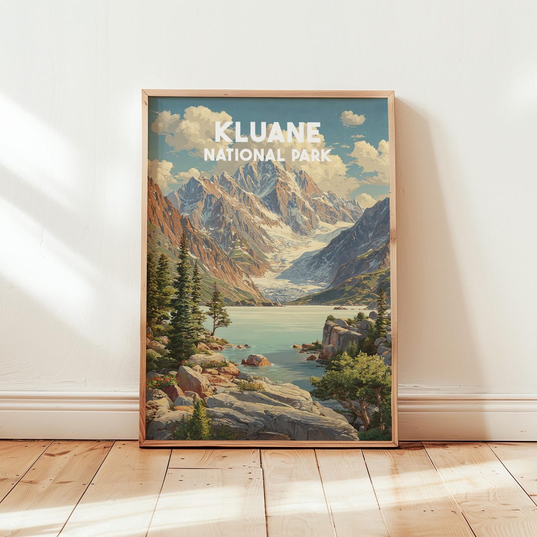Kluane National Park Poster | Vintage Canada Travel Print | Mountain ...
