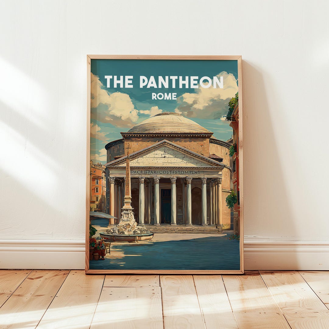 The Pantheon Rome Italy Travel Poster Wall Art | Ancient Roman ...