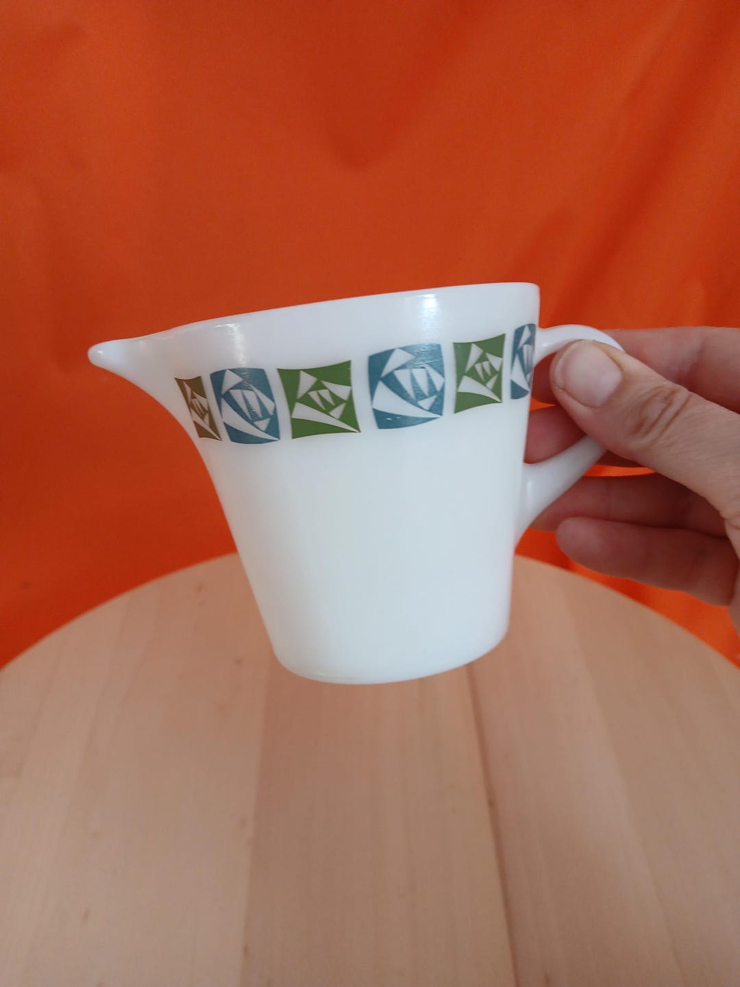 Vintage Pyrex Creamer Jug, JAJ Checkers Design, Blue and Green - Etsy UK