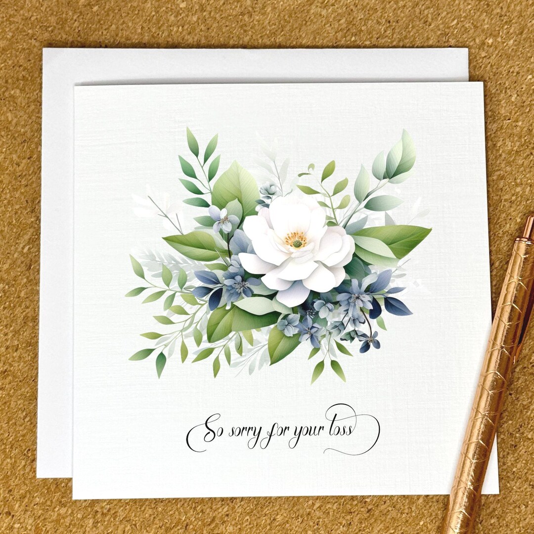 Sympathy Card, Condolence Card, Simple, Elegant, Printed on Linen Card ...