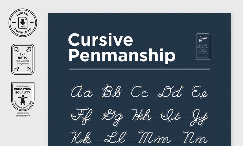 Navy Blue Alphabet Posters - Educational Cursive Alphabets and Numbers ...