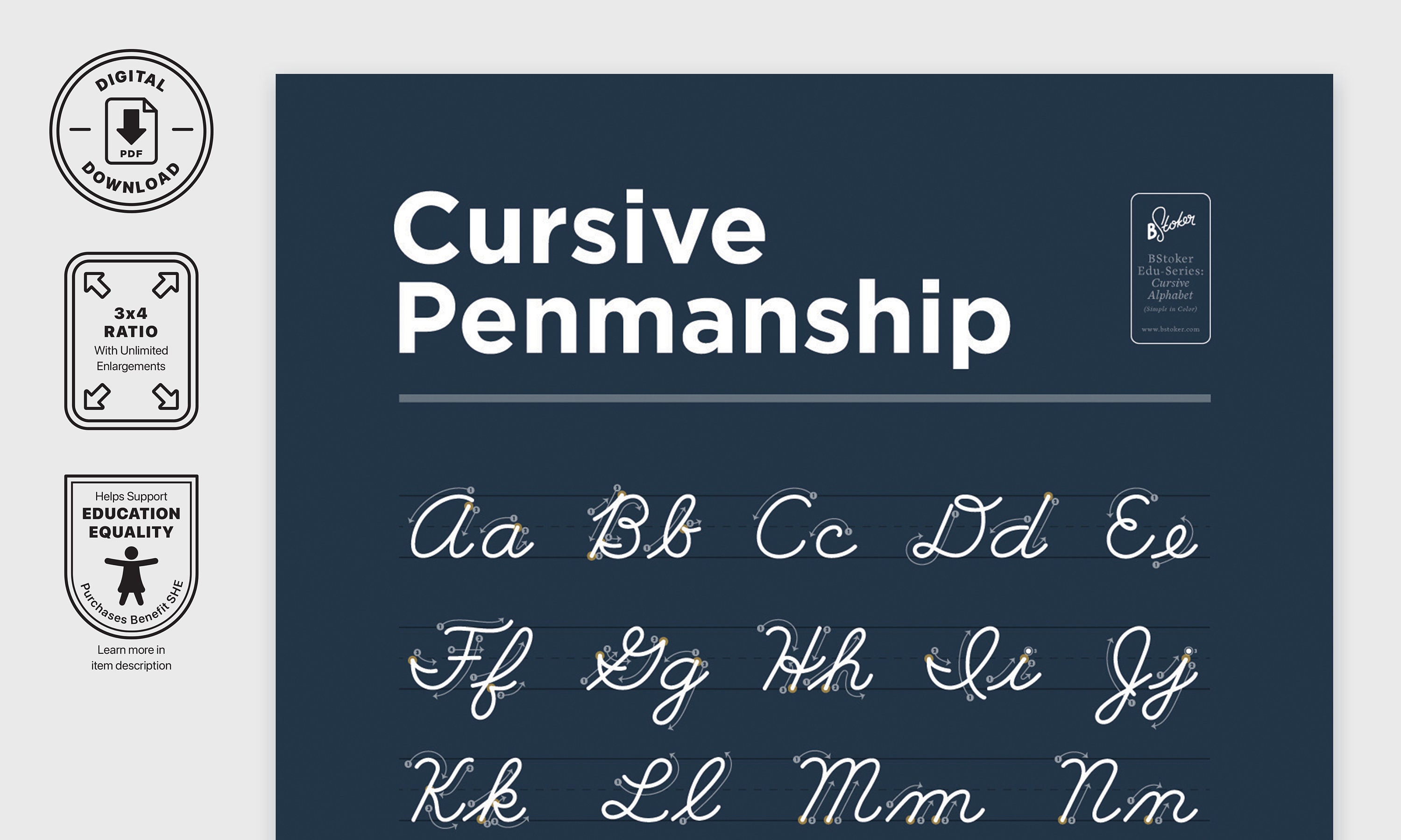 Navy Blue Alphabet Posters - Educational Cursive Alphabets and Numbers ...