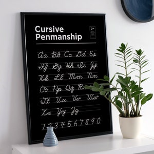 Educational Alphabet Posters Downloadable Black and White Cursive ...