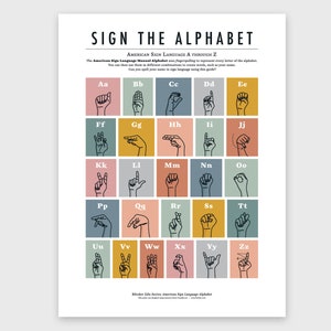Earth Tone Sign the Alphabet - Downloadable American Sign Poster for ...