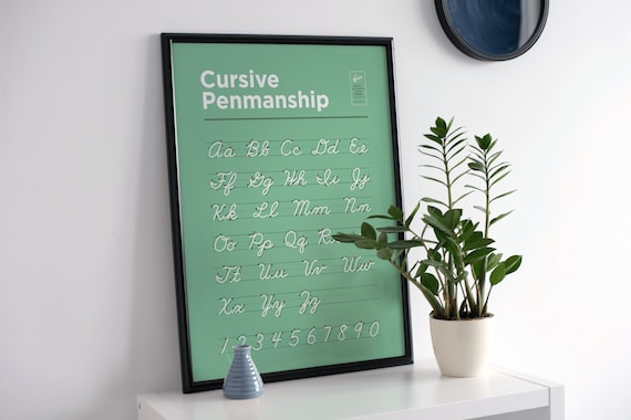 Preschool Alphabet Green Posters Educational Cursive - Etsy