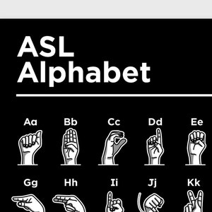 ASL Alphabet Digital Posters - Educational Black and White Poster for ...