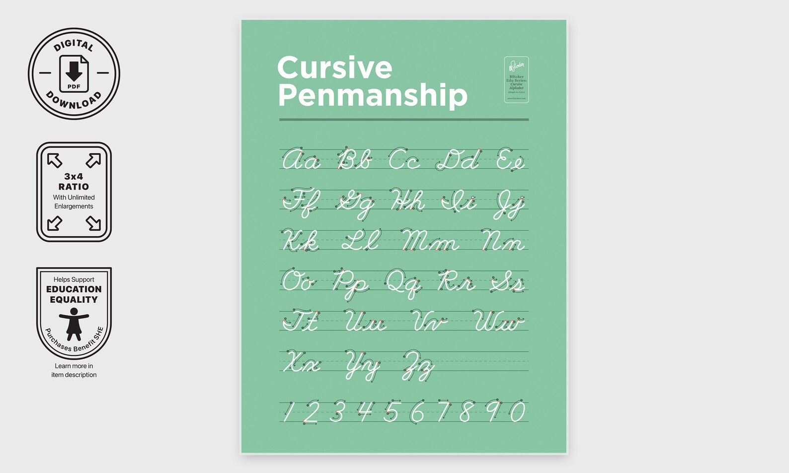 Preschool Alphabet Green Posters - Educational Cursive Alphabets and ...