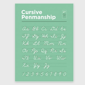 Preschool Alphabet Green Posters Educational Cursive Alphabets and ...