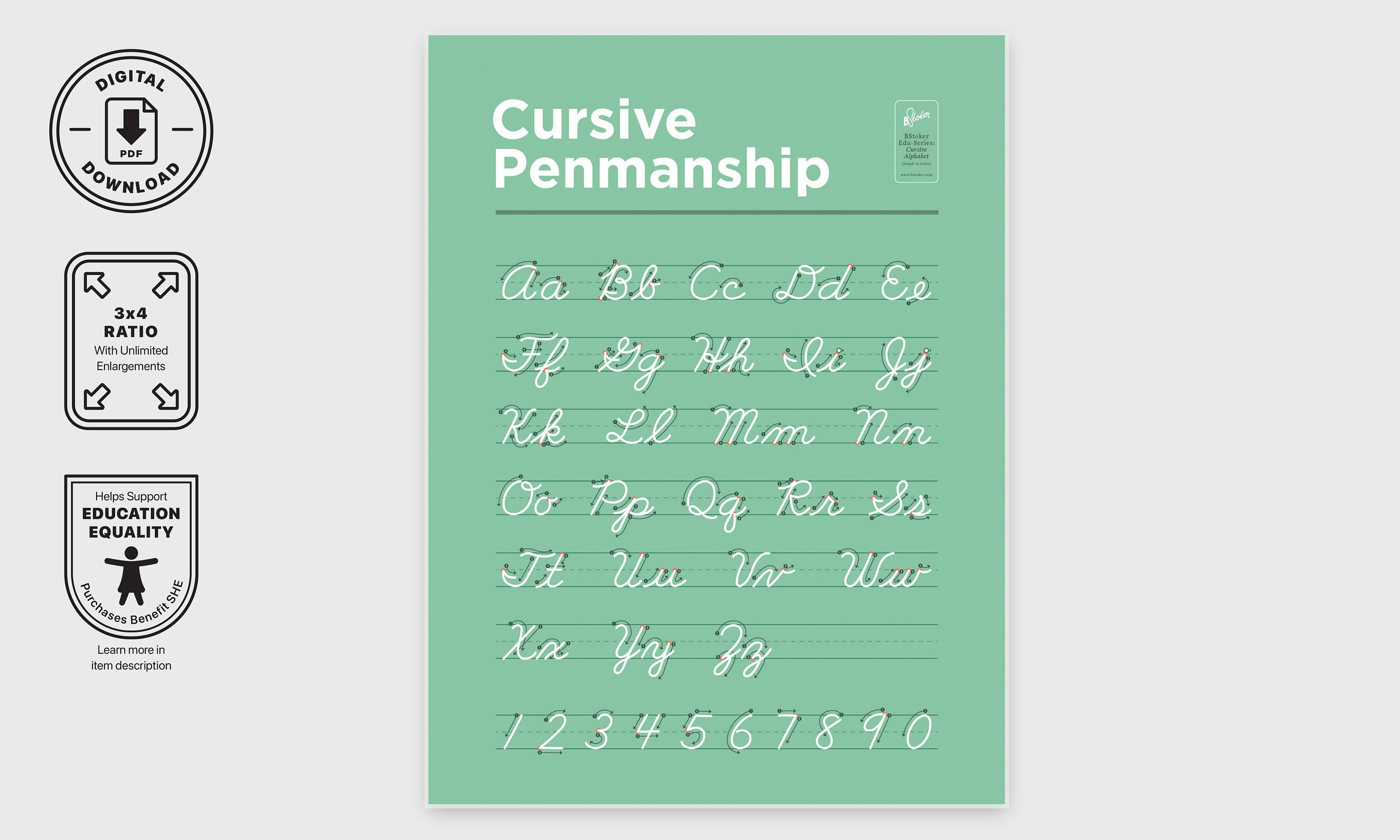 Preschool Alphabet Green Posters - Educational Cursive Alphabets and ...