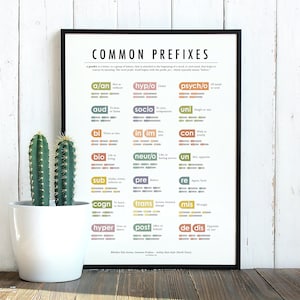 Earth-tone Prefixes Poster List of Prefix Learning Chart for - Etsy