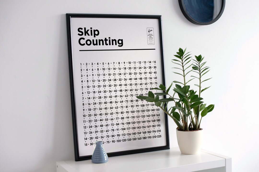 Simple Skip Counting Poster - Educational Black and White Chart for ...