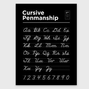 Educational Alphabet Posters - Downloadable Black and White Cursive ...