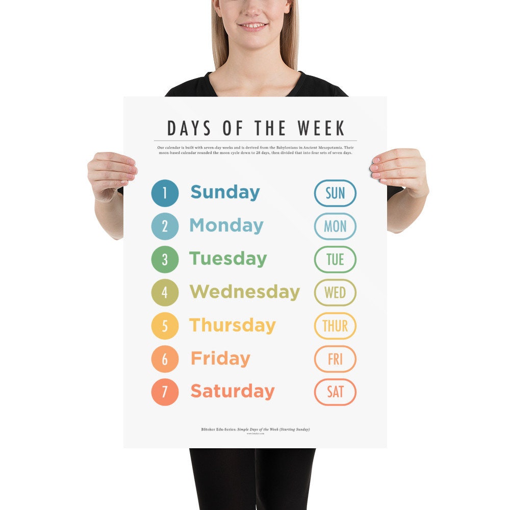 Simple Days of the Week Poster: Sun-sat – High Quality Print (ashley ...