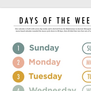 Simple Day of the Week Poster - Digital and Printable Monday to Sunday ...