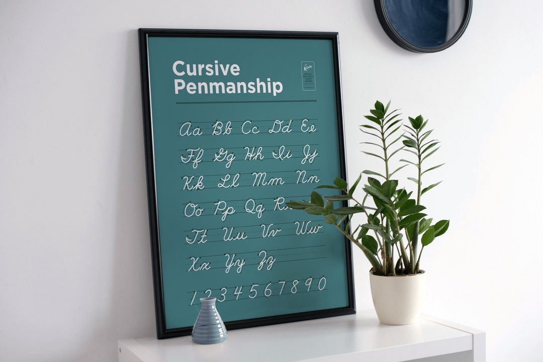 Printable Alphabet Teal Posters Educational Cursive Alphabets and ...