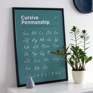 Printable Alphabet Teal Posters - Educational Cursive Alphabets and ...