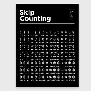 Simple Skip Counting Poster Educational Black and White Chart for ...