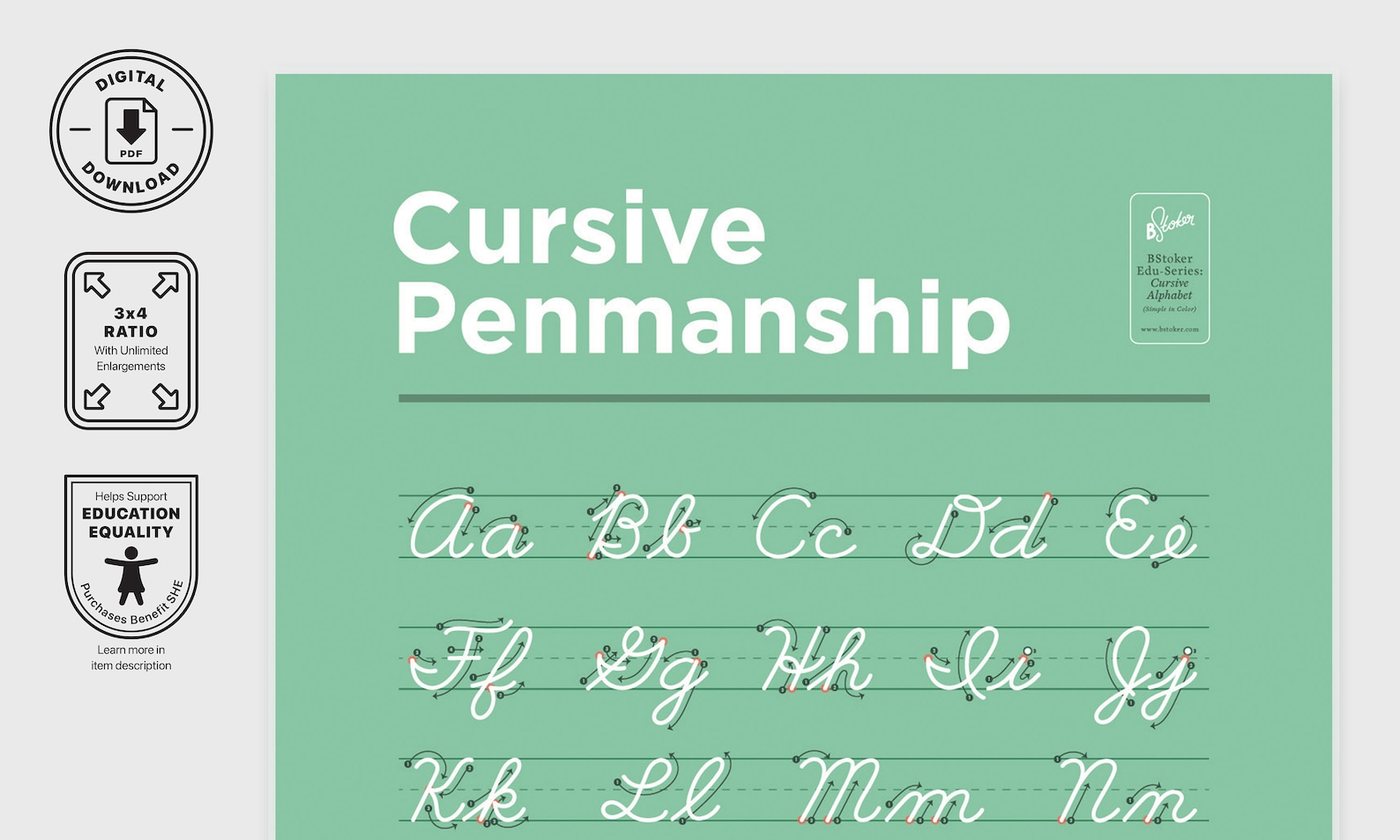 Preschool Alphabet Green Posters - Educational Cursive Alphabets and ...