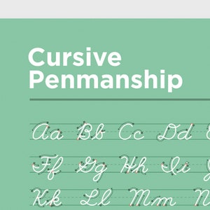 Preschool Alphabet Green Posters Educational Cursive Alphabets and ...