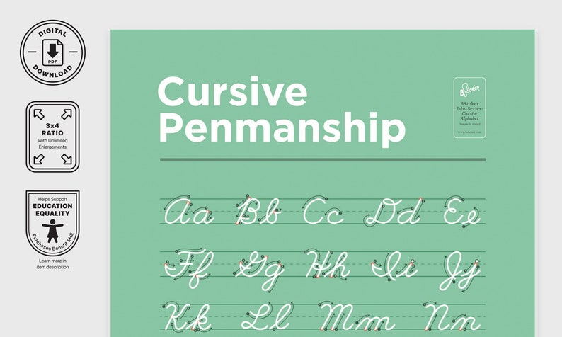 Preschool Alphabet Green Posters - Educational Cursive Alphabets and ...