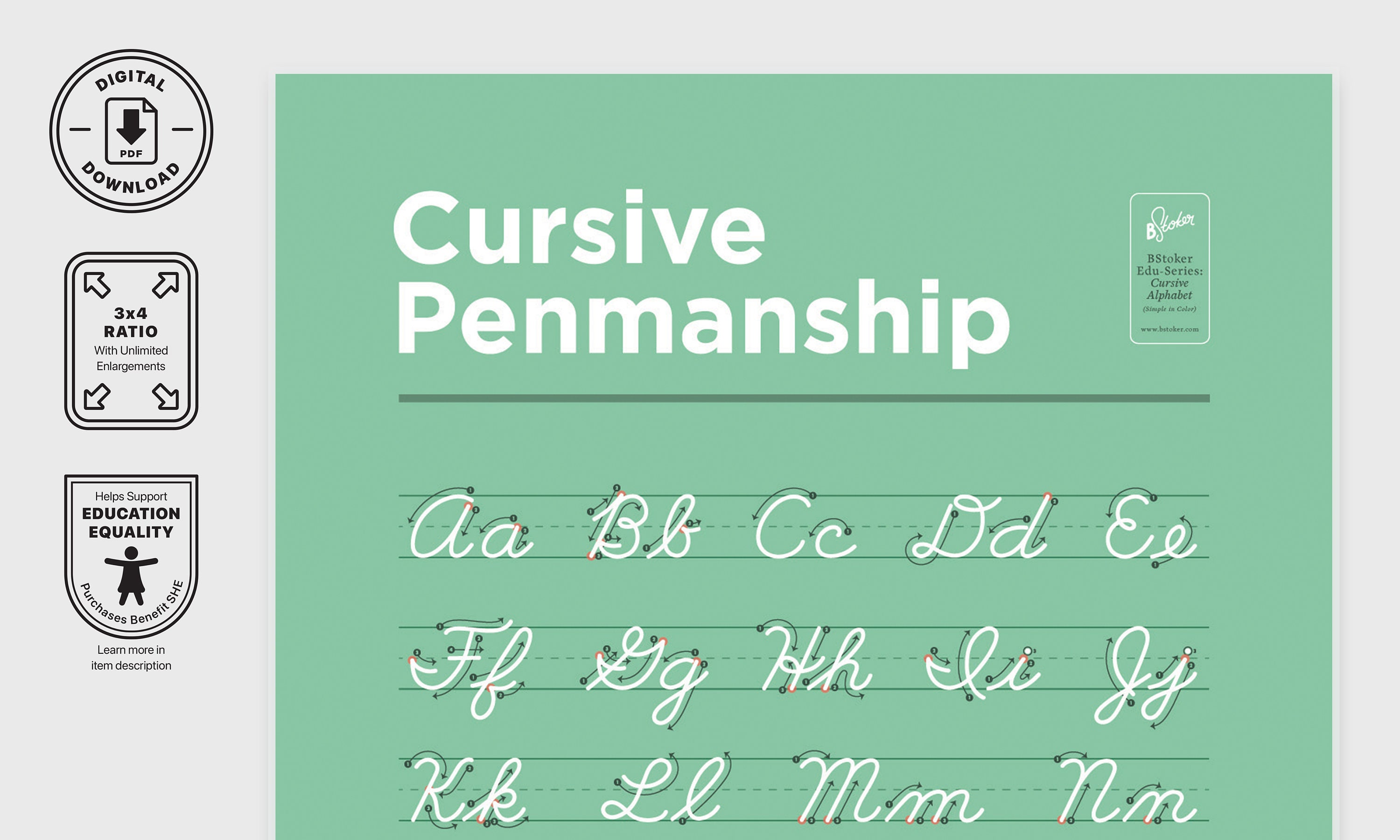 Preschool Alphabet Green Posters - Educational Cursive Alphabets and ...