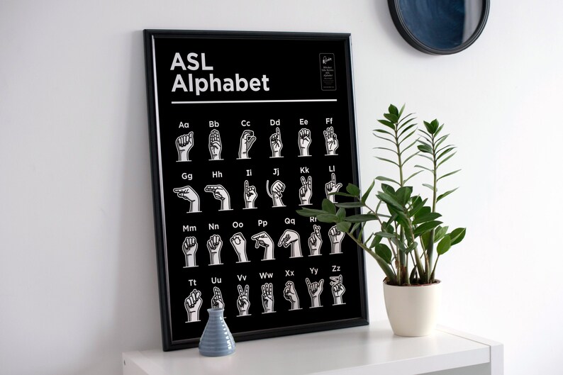 ASL Alphabet Digital Posters - Educational Black and White Poster for ...
