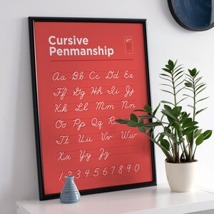 Educational Alphabet Red Posters - Downloadable Cursive Penmanship ABC ...