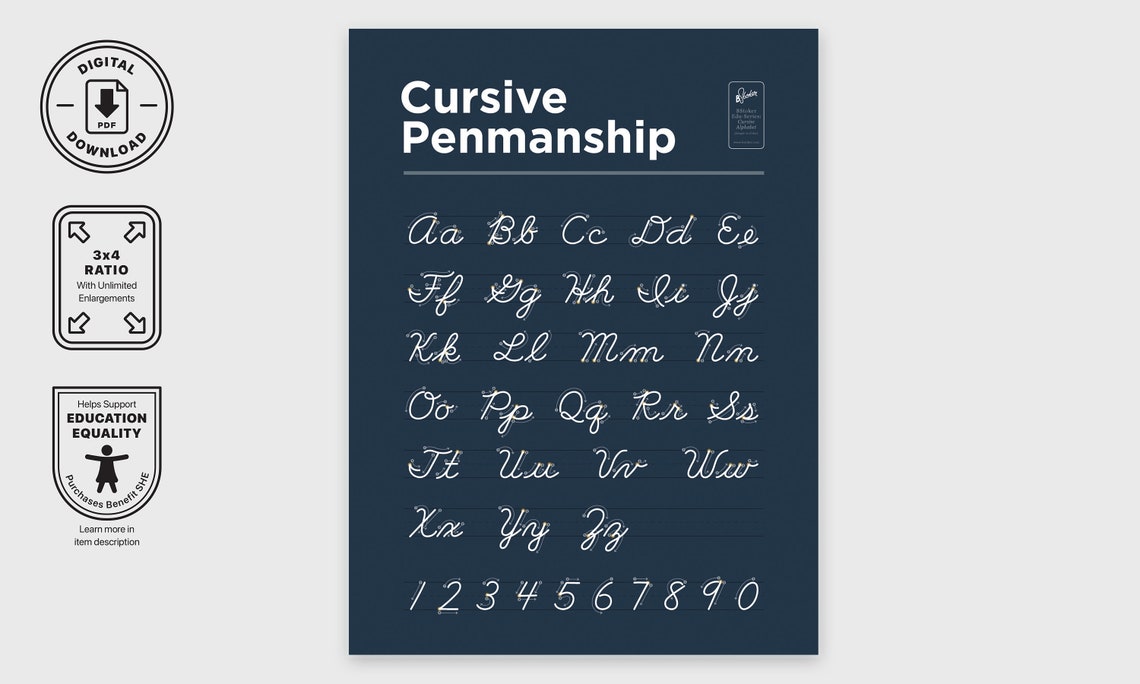 Navy Blue Alphabet Posters - Educational Cursive Alphabets and Numbers ...