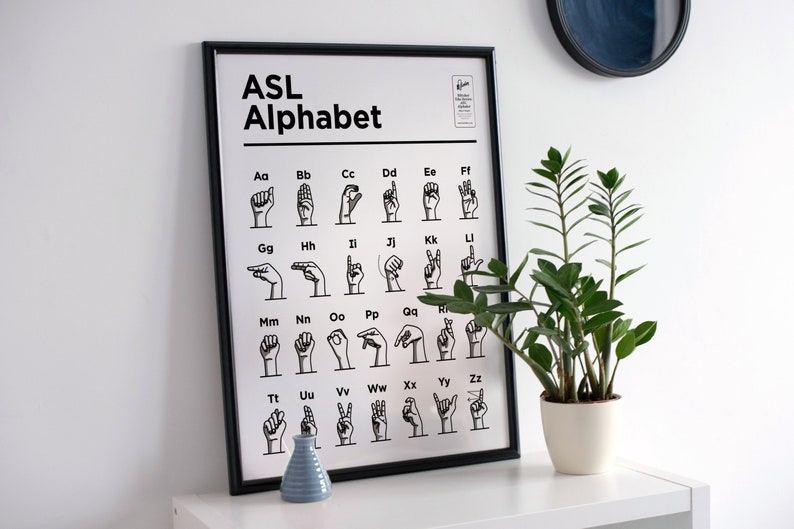 ASL Alphabet Digital Posters - Educational Black and White Poster for ...