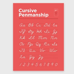 Educational Alphabet Red Posters Downloadable Cursive Penmanship ABC ...
